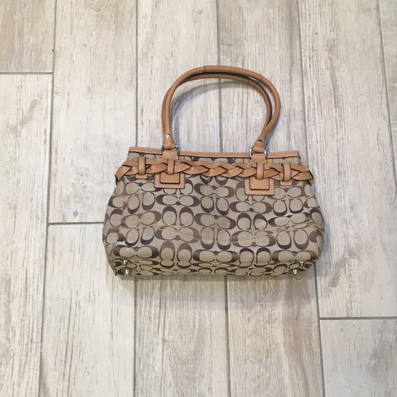 Coach | Bags | Coach Logo Tan Leather Bag | Poshmark